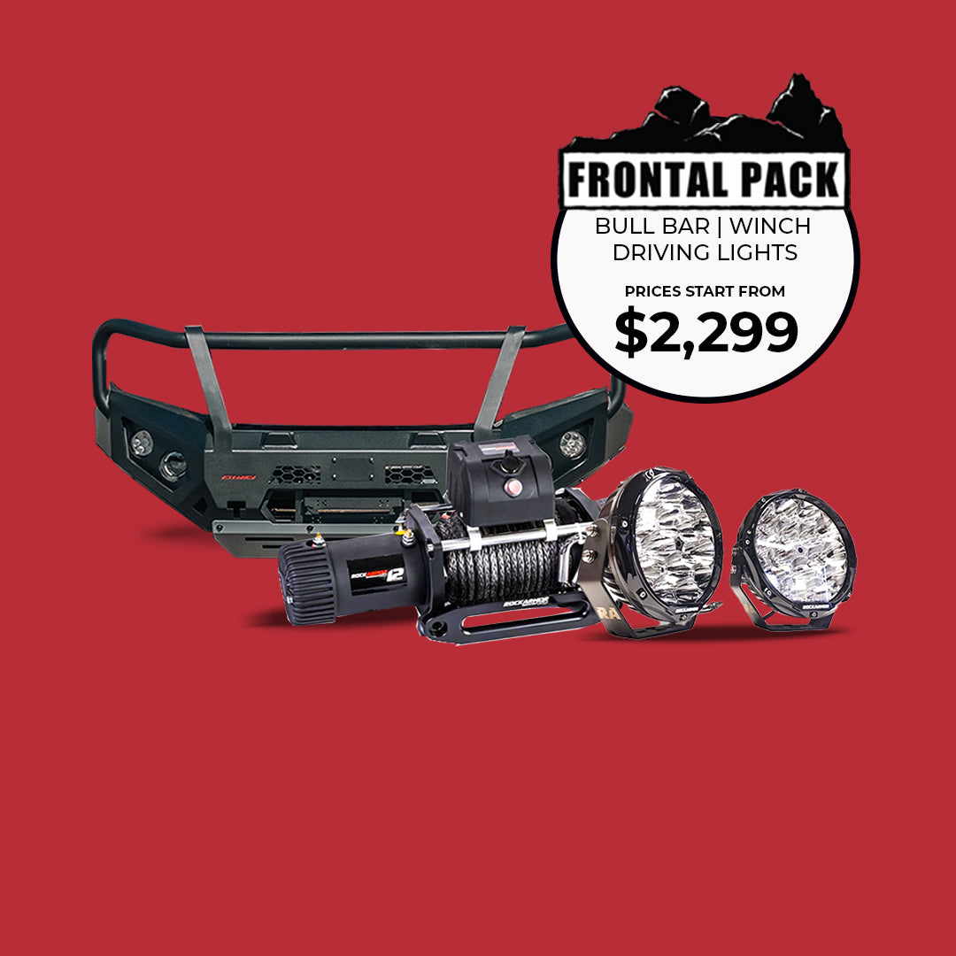 Frontal Pack | Rockarmor Bull Bar, Winch & LED Spotties Combo Deal
